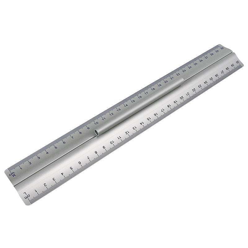 Aluminium Ruler, 30 cm with grip, right and left hand - Biroja Preču ...