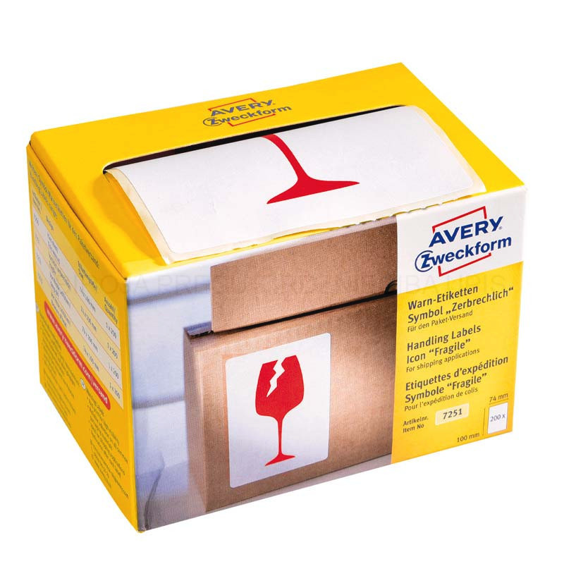 Uzlīmes transporta iepakojumam "Trausls" 74 x 100 mm, Avery Zweckform ...